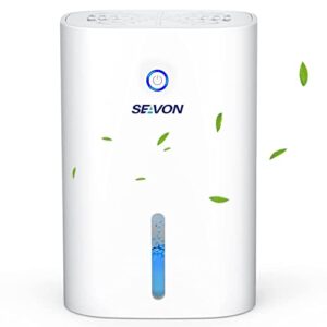 seavon dehumidifiers for home, 2200 cubic feet (215 sq ft), portable compact 27oz capacity quiet mini dehumidifier for bedroom, basements, bathroom, garage, wardrobe closet, kitchen, office, rv