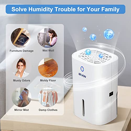 SEAVON Dehumidifiers for Home, 2200 Cubic Feet (215 sq ft), Portable Compact 27oz Capacity Quiet Mini Dehumidifier for Bedroom, Basements, Bathroom, Garage, Wardrobe Closet, Kitchen, Office, RV