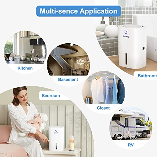 SEAVON Dehumidifiers for Home, 2200 Cubic Feet (215 sq ft), Portable Compact 27oz Capacity Quiet Mini Dehumidifier for Bedroom, Basements, Bathroom, Garage, Wardrobe Closet, Kitchen, Office, RV