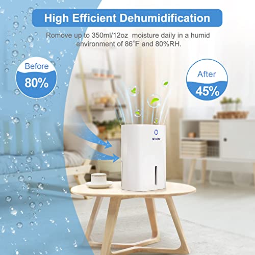 SEAVON Dehumidifiers for Home, 2200 Cubic Feet (215 sq ft), Portable Compact 27oz Capacity Quiet Mini Dehumidifier for Bedroom, Basements, Bathroom, Garage, Wardrobe Closet, Kitchen, Office, RV