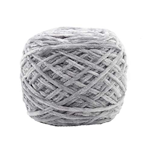 Chenille Velvet Yarn Light Gray Chunky Knit Yarn Chunky Chenille Yarn DIY Knit Yarn Crochet Scarf Soft Yarn Bulky Vegan Soft Yarn Polyester Crochet Thread 100g