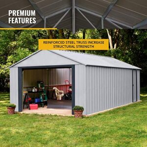 Arrow Shed 12' x 24' Murryhill Garage Galvanized Steel Extra Tall Walls Prefabricated Shed Storage Building, 12' x 24', Flute Gray