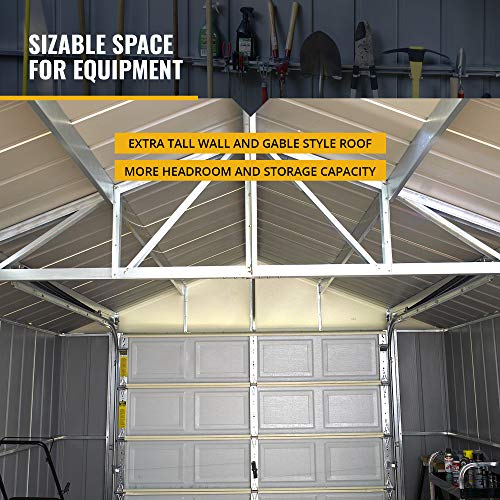 Arrow Shed 12' x 24' Murryhill Garage Galvanized Steel Extra Tall Walls Prefabricated Shed Storage Building, 12' x 24', Flute Gray