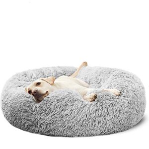 hachikitty dog beds calming donut cuddler, puppy dog beds large dogs, indoor dog calming beds large,30''