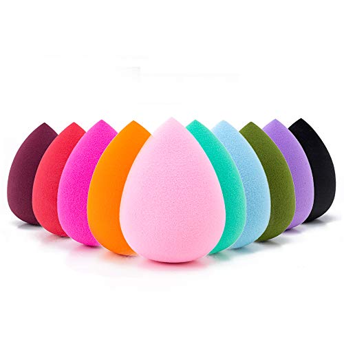 AJOKE 10 Pcs Perfect Makeup Sponge Set Blender Flawless for Liquid, Multi-colored Beauty Makeup Sponges