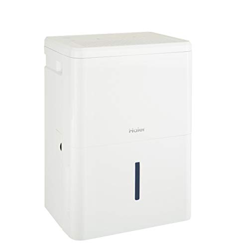 Haier 50 Pint Portable Dehumidifier with Pump, Perfect for Bedroom, Basement & Garage, Ideal for High Humidity or Wet Areas, Built-in Pump, Energy Star Certified, White