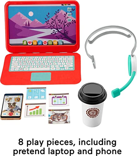 Fisher-Price My Home Office, pretend work station 8-piece play set for preschool kids ages 3 years and up, Includes 1 Toy