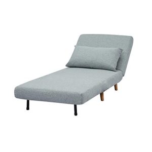 GIA Tri-Fold Light Gray Single Seat Convertible Futon with Wooden Effect Leg/Sofa Bed with Romevoable Pillow, Extra Thickness,Flexible Position Change and Space-Saving.