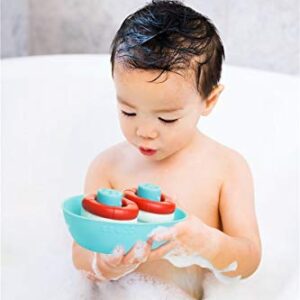 Ubbi Boat & Buoys Bath Toys, Includes 1 Boat and 4 Buoys, Bath Time Toys for Toddlers,Cyan,red,White