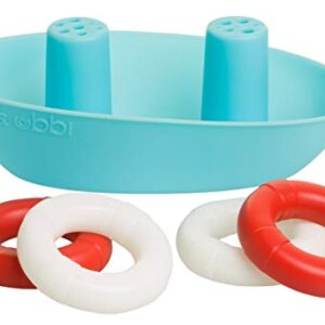 Ubbi Boat & Buoys Bath Toys, Includes 1 Boat and 4 Buoys, Bath Time Toys for Toddlers,Cyan,red,White