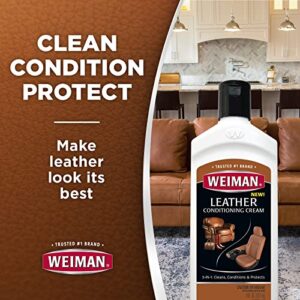 Weiman 3 in 1 Deep Leather Cleaner & Conditioner Cream - Restores Leather Surfaces - Use on Leather Furniture, Car Seats, Shoes, Bags, Jackets, Saddles