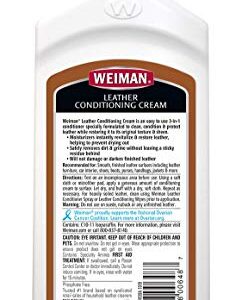 Weiman 3 in 1 Deep Leather Cleaner & Conditioner Cream - Restores Leather Surfaces - Use on Leather Furniture, Car Seats, Shoes, Bags, Jackets, Saddles