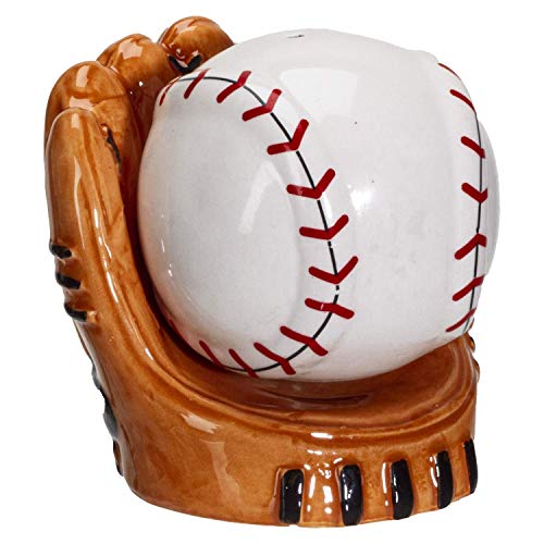 Pacific Giftware Baseball and Gloves Ceramic Salt and Pepper Shakers Set