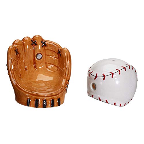 Pacific Giftware Baseball and Gloves Ceramic Salt and Pepper Shakers Set