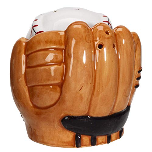 Pacific Giftware Baseball and Gloves Ceramic Salt and Pepper Shakers Set