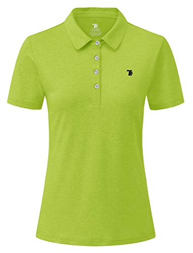 Rdruko Women's Golf Polo T Shirts Lightweight Moisture Wicking Short Sleeve Shirt Quick Dry 4-Button(Green, US S)