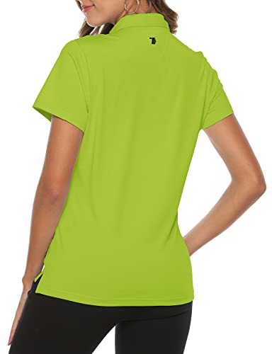 Rdruko Women's Golf Polo T Shirts Lightweight Moisture Wicking Short Sleeve Shirt Quick Dry 4-Button(Green, US S)