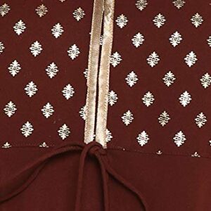 Janasya Indian Women's Tunic Tops Crepe Kurti for Women(JNE3396-KR-XL) Brown