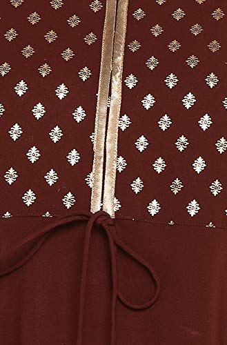 Janasya Indian Women's Tunic Tops Crepe Kurti for Women(JNE3396-KR-XL) Brown