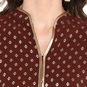 Janasya Indian Women's Tunic Tops Crepe Kurti for Women(JNE3396-KR-XL) Brown