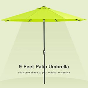 Tempera 9' Outdoor Market Patio Table Umbrella with Push Button Tilt and Crank,Large Sun Umbrella with Sturdy Pole&Fade resistant canopy,Easy to set,Apple Green