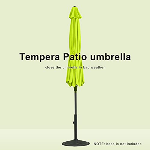 Tempera 9' Outdoor Market Patio Table Umbrella with Push Button Tilt and Crank,Large Sun Umbrella with Sturdy Pole&Fade resistant canopy,Easy to set,Apple Green