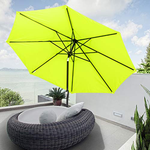 Tempera 9' Outdoor Market Patio Table Umbrella with Push Button Tilt and Crank,Large Sun Umbrella with Sturdy Pole&Fade resistant canopy,Easy to set,Apple Green