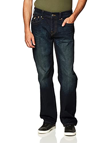 True Religion mens Ricky Straight Leg With Back Flap Pockets Jeans, Last Call, 34W x 32L US