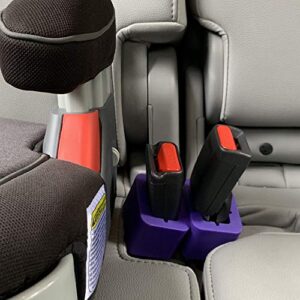 bpa free seat belt buckle booster (2-pack) - raises your buried seat belt receptacles for easy access - easier buckling - gift sticker set educates kids about safe road practices