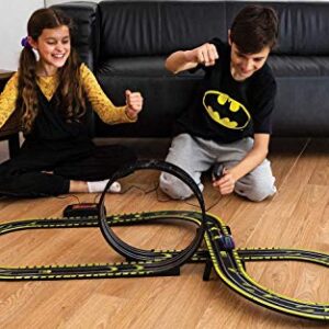 Scalextric Micro Scalextric Justice League Batman vs Joker Battery Powered 1:64 Slot Car Race Track Set G1155T ,Black