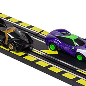 Scalextric Micro Scalextric Justice League Batman vs Joker Battery Powered 1:64 Slot Car Race Track Set G1155T ,Black