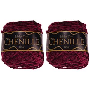 jubileeyarn chenille yarn - worsted weight - 100g/cake - scarlet - 2 cakes