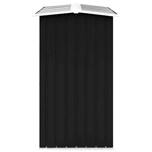 vidaXL Log Storage Shed, Log Holder with Roof, Log Storage Shed, Firewood Rack for Backyard Garden Patio Porch, Anthracite Galvanized Steel 67.7"