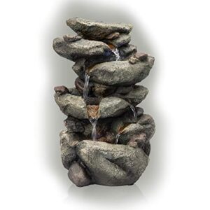 alpine corporation tzl154 alpine fountain with led light rainforest rock frountain, 9" l x 8" w x 14" h, mixed colors