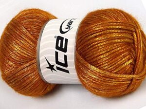 glam universe metallic shine fuzzy wool nylon blend yarn 100 grams, 250 yards - copper gold shades