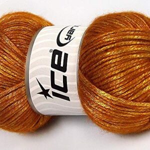 Glam Universe Metallic Shine Fuzzy Wool Nylon Blend Yarn 100 Grams, 250 Yards - Copper Gold Shades