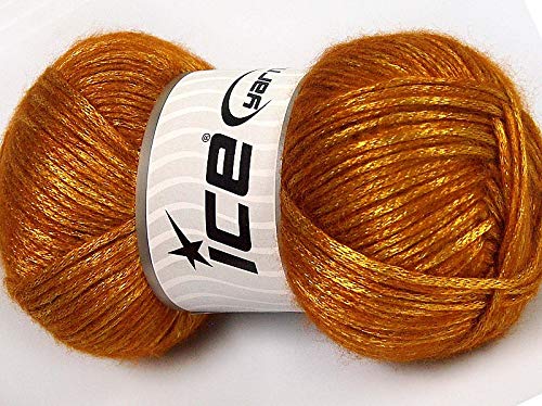 Glam Universe Metallic Shine Fuzzy Wool Nylon Blend Yarn 100 Grams, 250 Yards - Copper Gold Shades