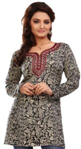 maple clothing indian short kurti top tunic printed women's india clothes (black, 4xl)