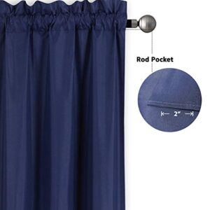 Home Collection 2 Panels 100% Blackout Curtain Set Solid Color with Rod Pocket Short Tier Drapes for Kitchen, Dinning Room, Bathroom, Bedroom,Living Room Window New (58” Wide X 23” Long, Navy Blue)