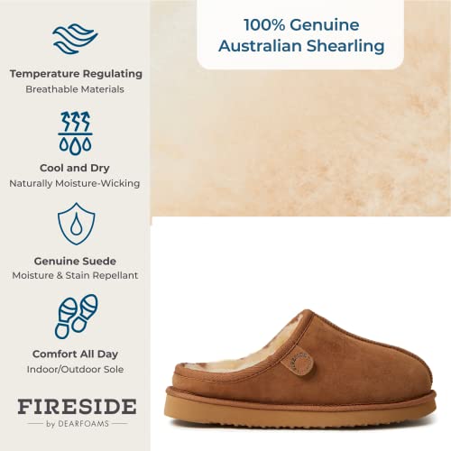 Fireside by Dearfoams Men's Grafton Genuine Shearling Water Resistant Indoor/Outdoor Clog