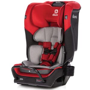 diono radian 3qx 4-in-1 rear & forward facing convertible car seat, safe+ engineering 3 stage infant protection, 10 years 1 car seat, ultimate protection, slim fit 3 across, red cherry