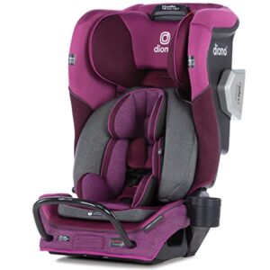 diono radian 3qxt 4-in-1 rear and forward facing convertible car seat, safe plus engineering, 4 stage infant protection, 10 years 1 car seat, slim fit 3 across, purple plum