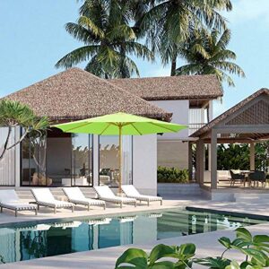 Yescom 13ft Wood Patio Umbrella 8 Ribs Outdoor Market Deck Umbrella Backyard Parasol with German Beech Bright Green