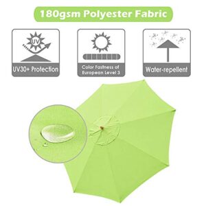 Yescom 13ft Wood Patio Umbrella 8 Ribs Outdoor Market Deck Umbrella Backyard Parasol with German Beech Bright Green