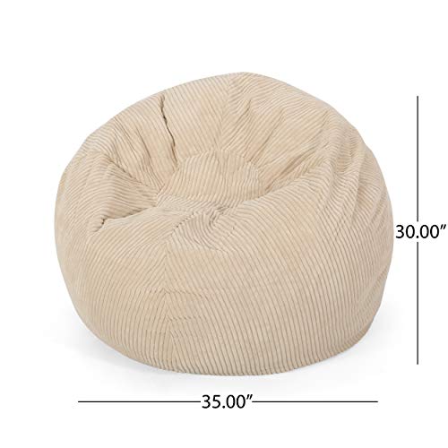 Christopher Knight Home Samantha 3 Foot Beanbag, Ivory