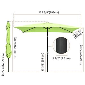 Yescom 10x6.5ft Outdoor Rectangle Solar Powered LED Patio Umbrella with Crank Tilt for Garden Backyard Table Market Pool