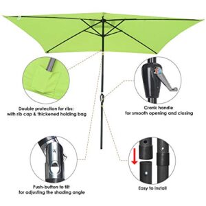 Yescom 10x6.5ft Outdoor Rectangle Solar Powered LED Patio Umbrella with Crank Tilt for Garden Backyard Table Market Pool