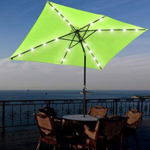 Yescom 10x6.5ft Outdoor Rectangle Solar Powered LED Patio Umbrella with Crank Tilt for Garden Backyard Table Market Pool