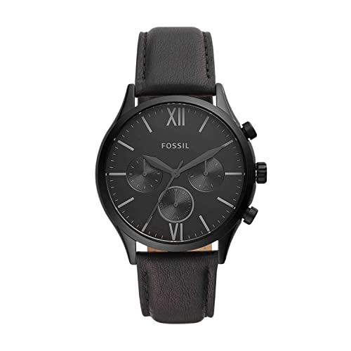 Fenmore Midsize Multifunction Black Leather Watch