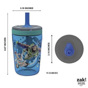 Zak Designs Kelso 15 oz Tumbler Set (Toy Story 4 - Woody & Buzz 2pc Set) Toddlers Cup Non-BPA Leak-Proof Screw-On Lid with Straw Made of Durable Plastic and Silicone, Perfect Baby Cup Bundle for Kids